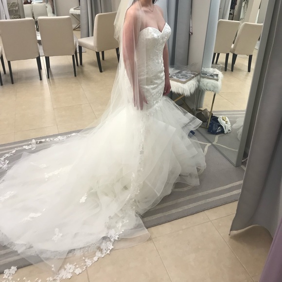 Dresses | Wedding Dress Mermaid Floral Pattern Lace Satin Sweetheart ...